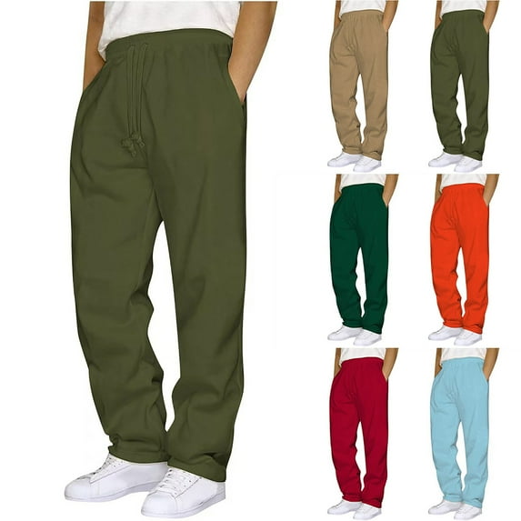 FASHOFT Baggy Sweatpants for Men Solid Wide Leg Casual Sweat Pants ...