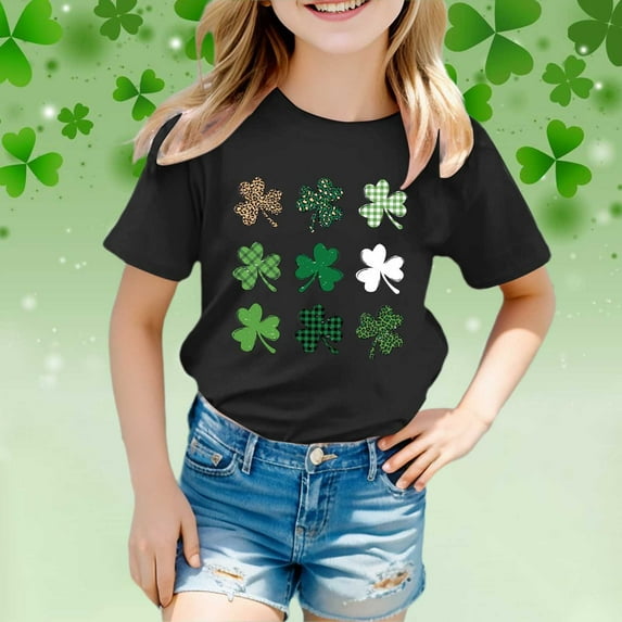 FASHOFT Boys Girls St Patricks Day Shirt Kids Shamrock Clover Graphic ...