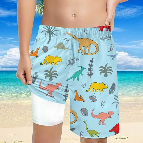 FASHOFT Boys Swim Trunks with Boxer Brief Liner Compression Boy Bathing ...