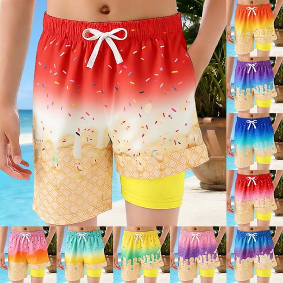 FASHOFT Boys Swim Trunks with Compression Liner Casual Bathing Suit for ...