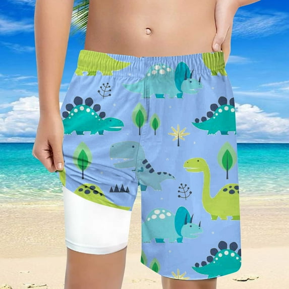 FASHOFT Boys Swim Trunks with Compression Liner Cute Shark Printing ...