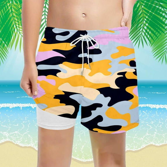 FASHOFT Boys Swim Trunks with Compression Liner Quick Dry Bathing Suit ...