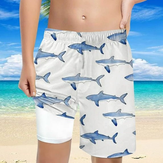 FASHOFT Boys Swim Trunks with Compression Liner Swimsuit Shorts ...