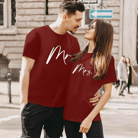 FASHOFT Couples Tshirt for Men Love Hearts Letter Print Tee Top ...