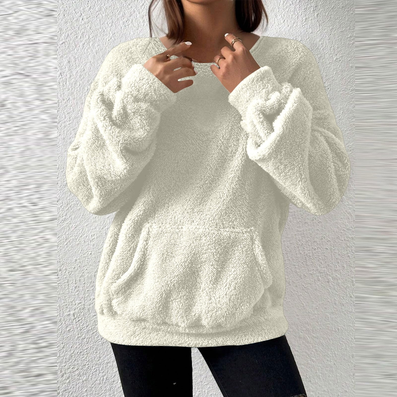 FASHOFT Crewneck Sweatshirts for Women Trendy Womens Plain Long Sleeve ...