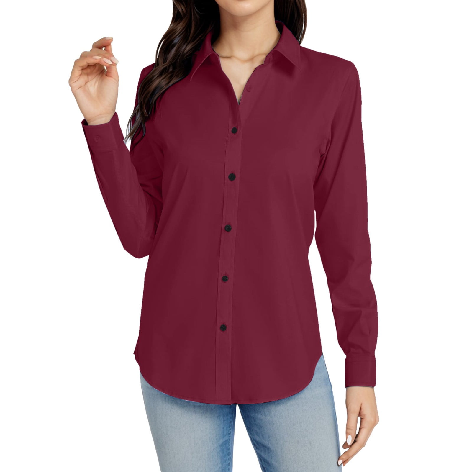 FASHOFT Dress Shirts for Women Long Sleeve Button Down Shirt Free ...