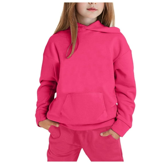 FASHOFT Girls Sweatsuit 2 Piece Outfits Tracksuit Drop Shoulder Hoodie ...