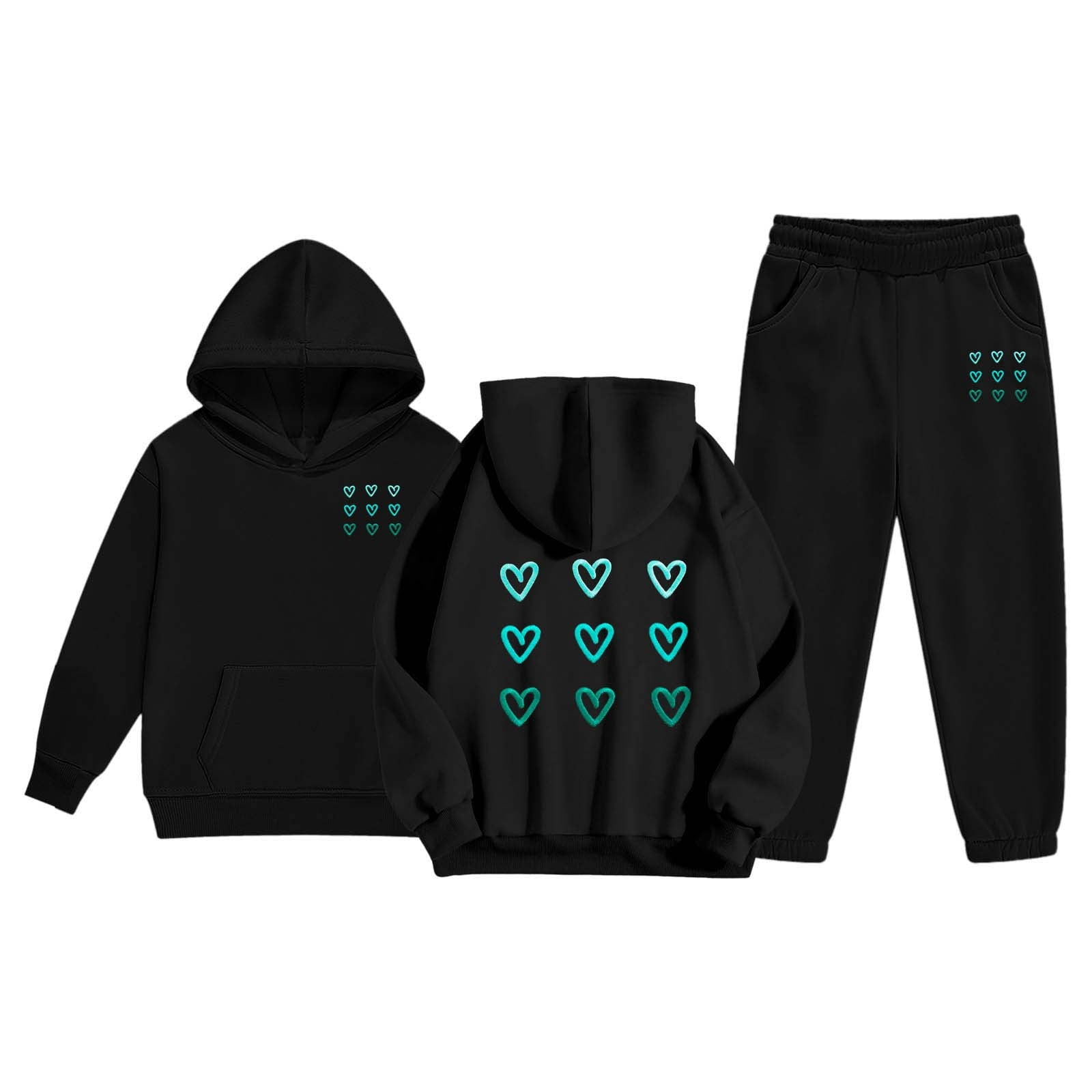 FASHOFT Girls Sweatsuit Valentines Day Cute Heart Graphic Hoodie and ...