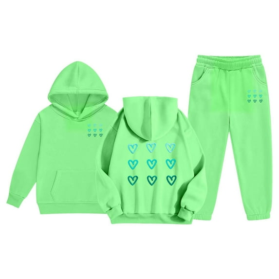 FASHOFT Girls Sweatsuit Valentines Day Cute Heart Graphic Hoodie and ...