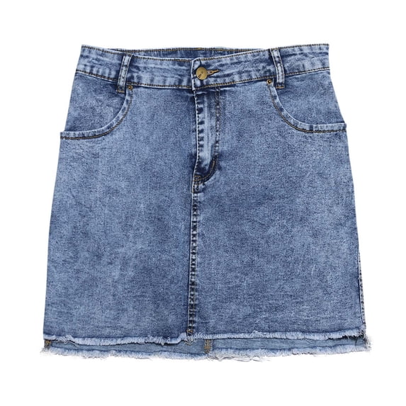 FASHOFT Jean Skirt for Women Summer Elegant Denim Bodycon Skirt Raw Hem ...
