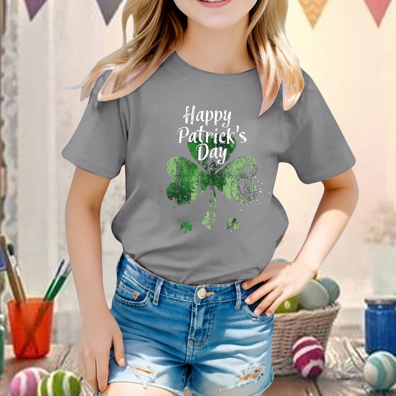 FASHOFT Kids St Patricks Day Shirt Boys Girls Shamrock Clover Graphic ...