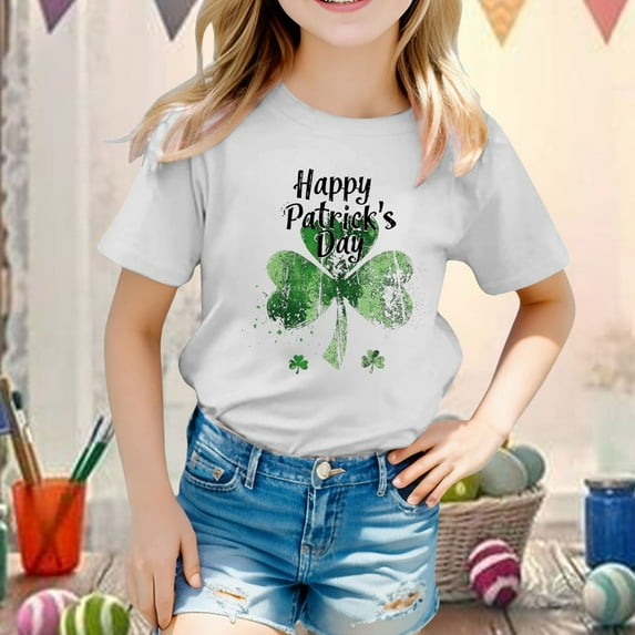 FASHOFT Kids St Patricks Day Shirt Boys Girls Shamrock Clover Graphic ...