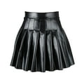 FASHOFT Leather Skirt For Women Pleated Leather Skirt A Line Above Knee ...