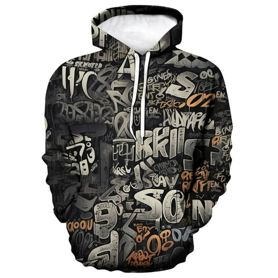 FASHOFT Men's Artist Street Letter Graffiti Markers Hoodies Hooded 3D ...