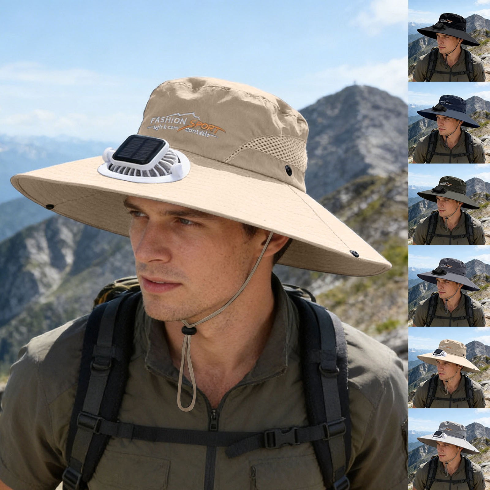 FASHOFT Solar Fan Hats for Men Women Summer Shade Rechargeable Cap with ...