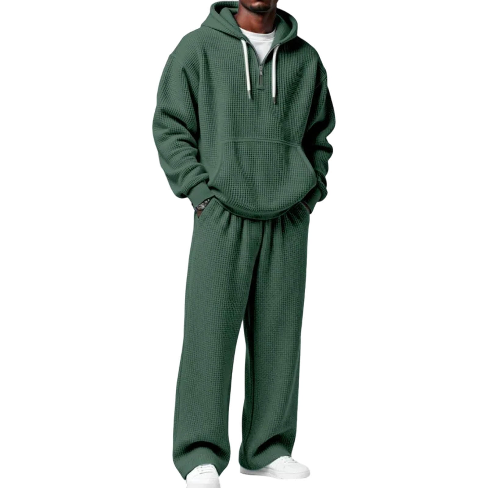 FASHOFT Sweatsuits for Men Quarter Zip Pullover and Baggy Sweatpants 2 ...