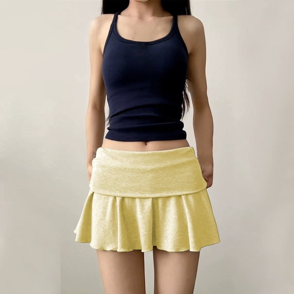 FASHOFT Tennis Skirt For Women Rolled Waist A Line Skirt Anti Chafing ...