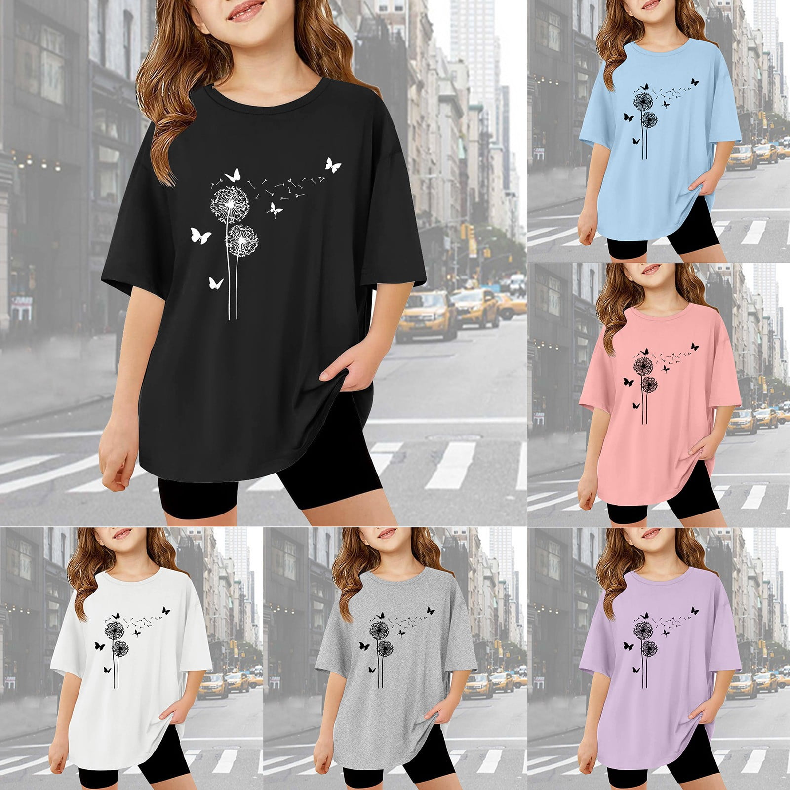 FASHOFT Toddler Girl Shirts Stylish Letter Pattern Printed Round Neck ...