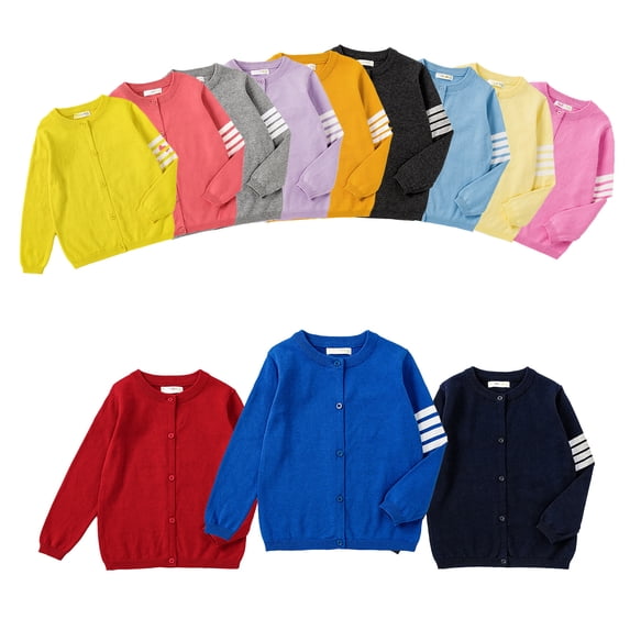 FASHOFT Toddler GirlShirts Thin Solid Knit Crew Neck Cardigan Sweater ...