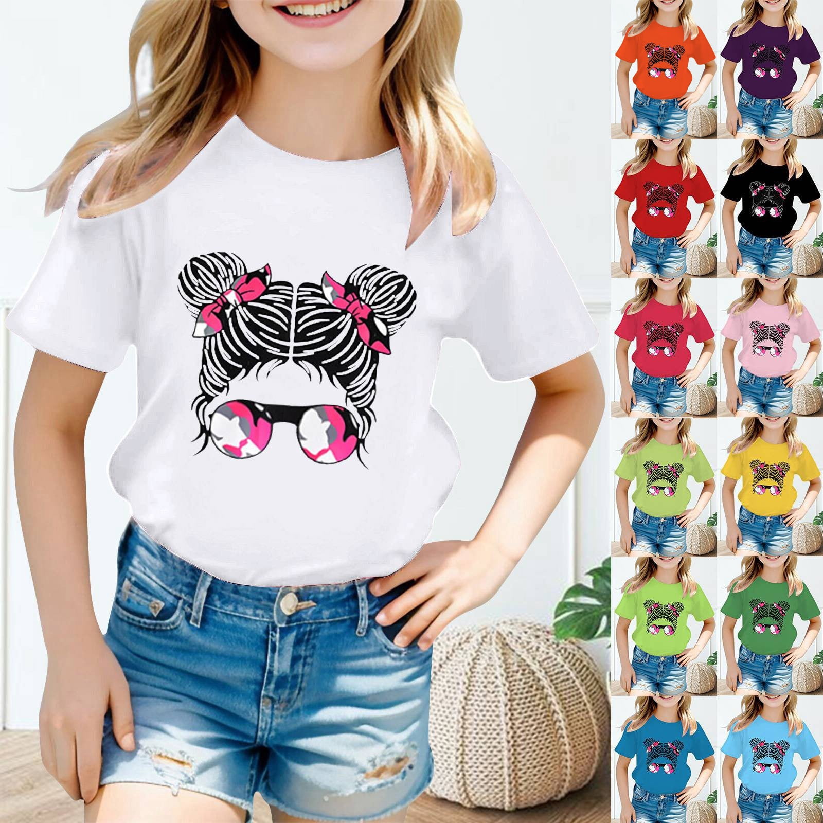 FASHOFT Toddler Girl Shirts Versatile Daily Short Sleeve Basic Tops ...