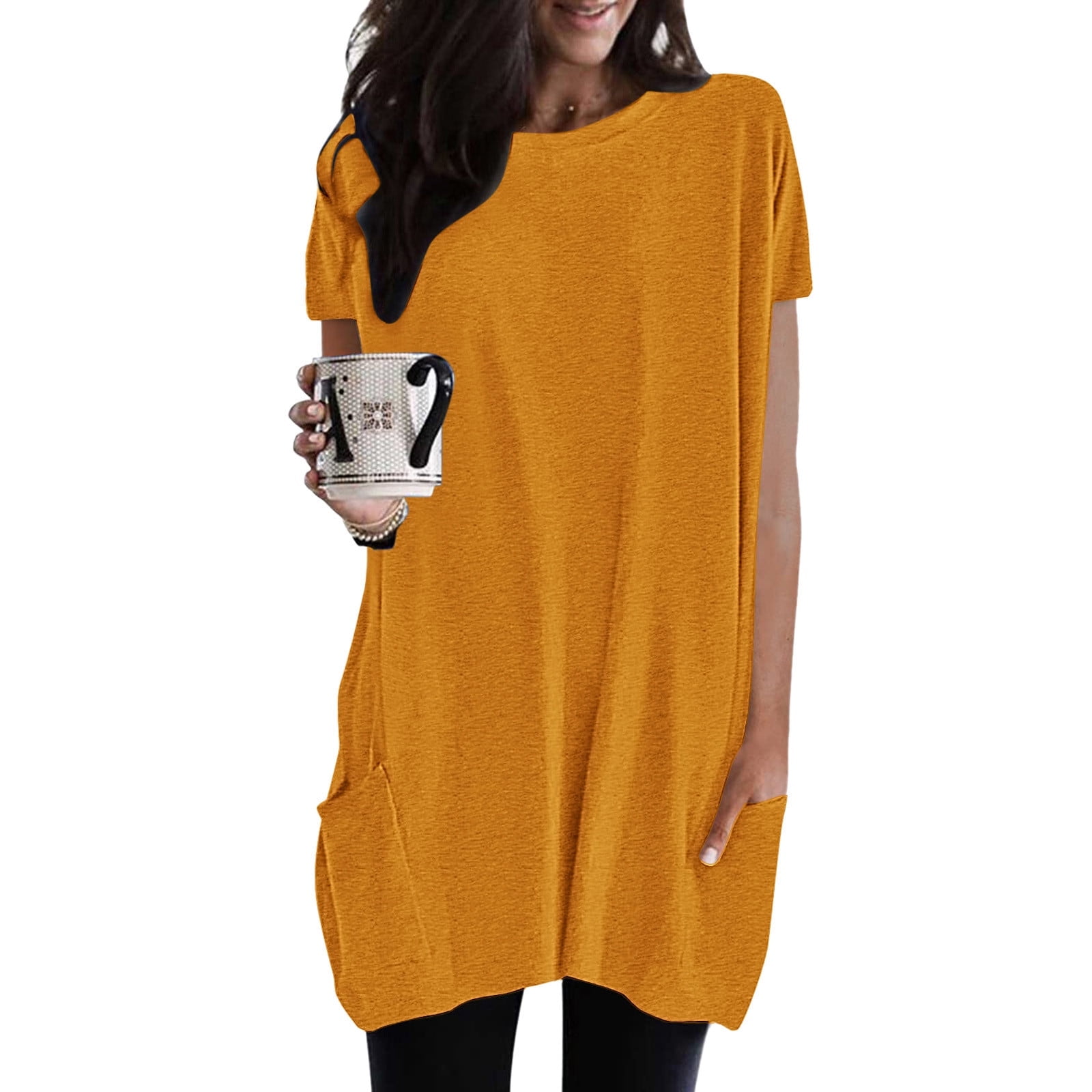 FASHOFT Tunic Tops for Women Loose Fit Dressy Long Sleeve Crew Neck ...