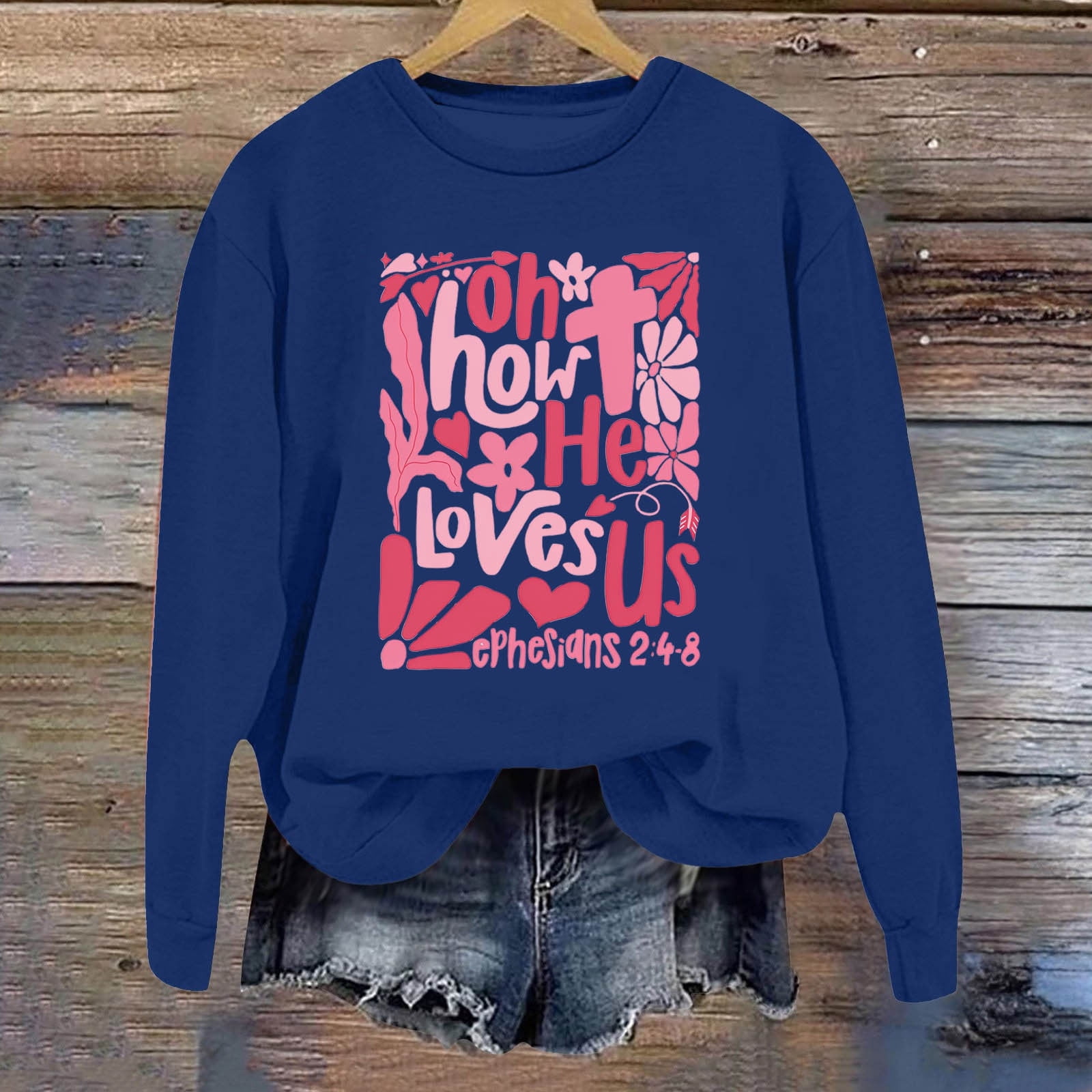 FASHOFT Valentine's Day Sweatshirt For Women Love Heart Print Pullover ...