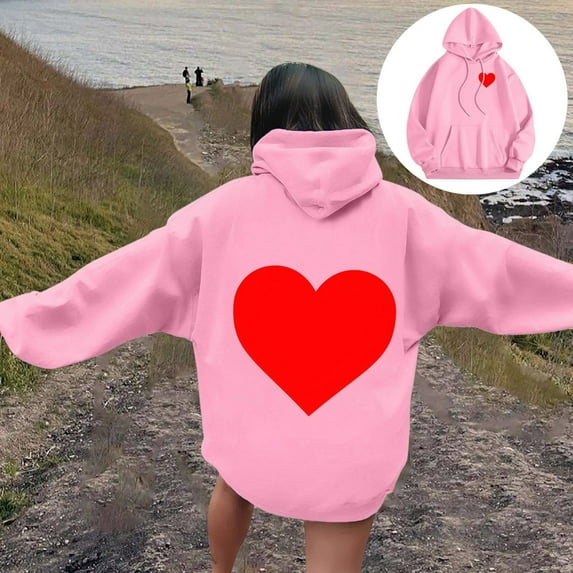 FASHOFT Valentines Day Graphic Hoodies for Women Long Sleeve Oversized ...