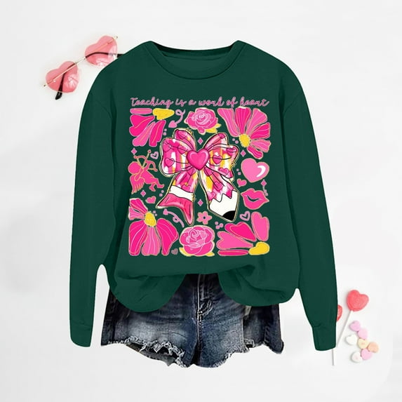 FASHOFT Valentines Day Sweatshirts for Women Lover Letter Print ...