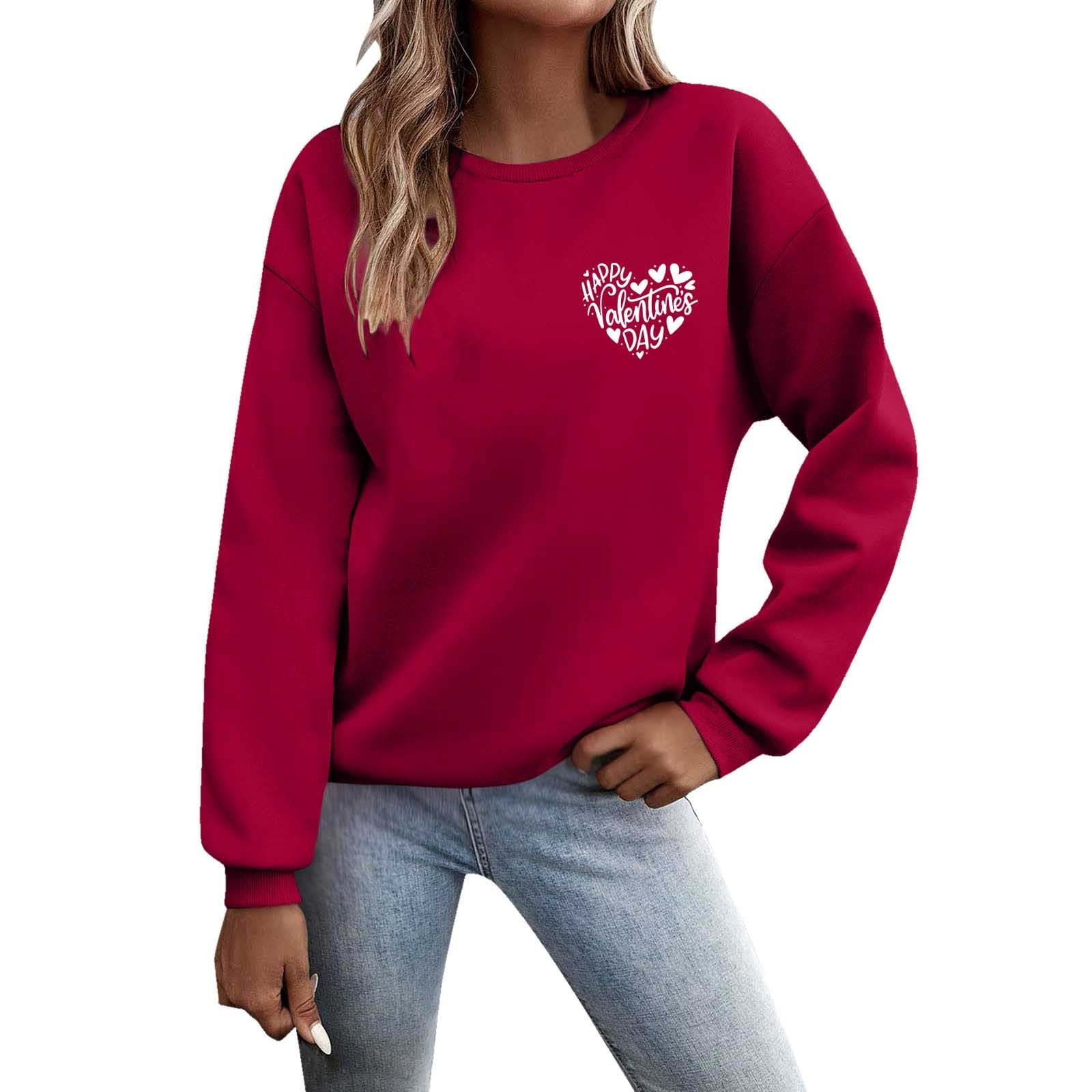 FASHOFT Valentines Day Women's Funny Love Heart Graphic Sweatshirts ...