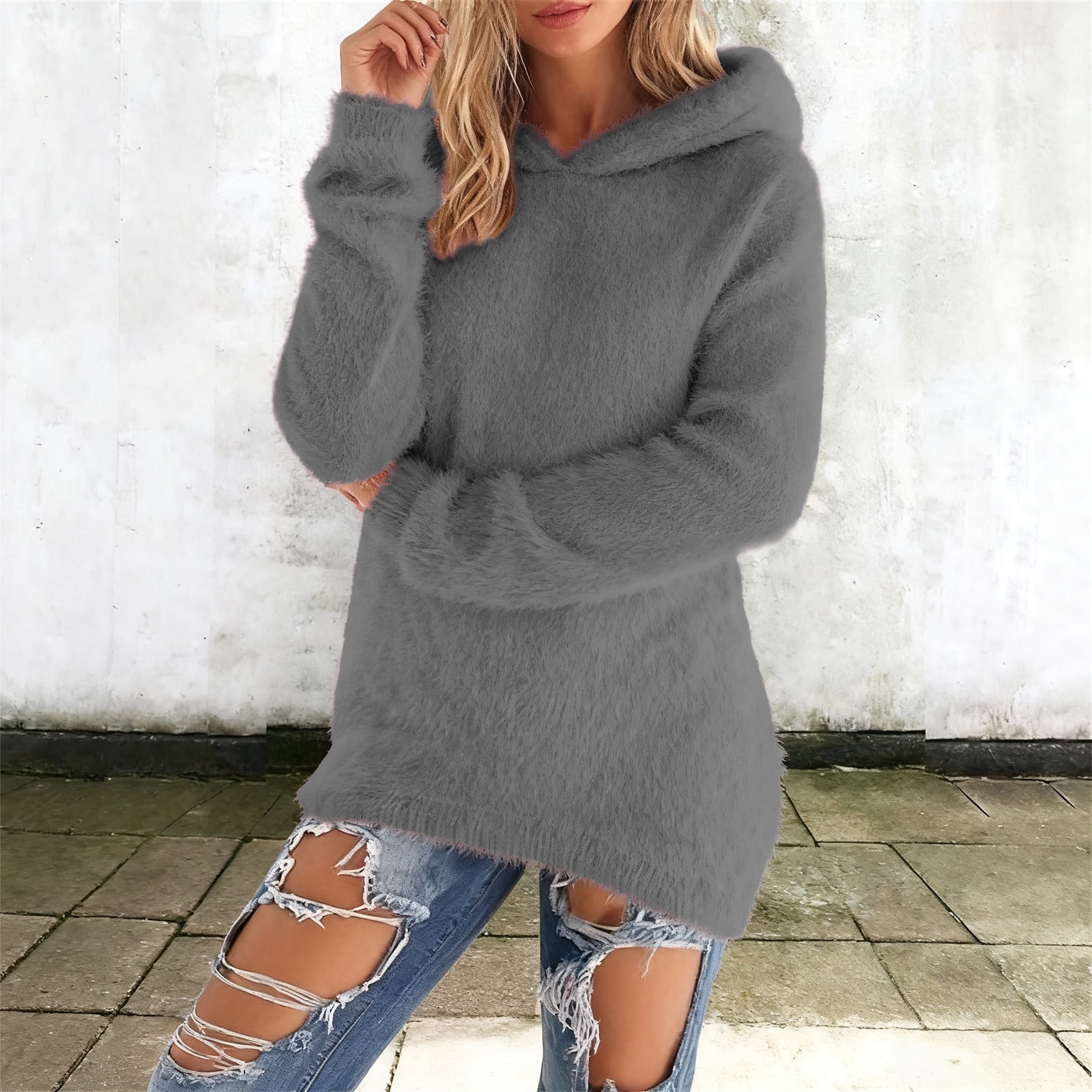 FASHOFT Womens Oversized Sherpa Pullover Hoodie with Pocket Fuzzy ...