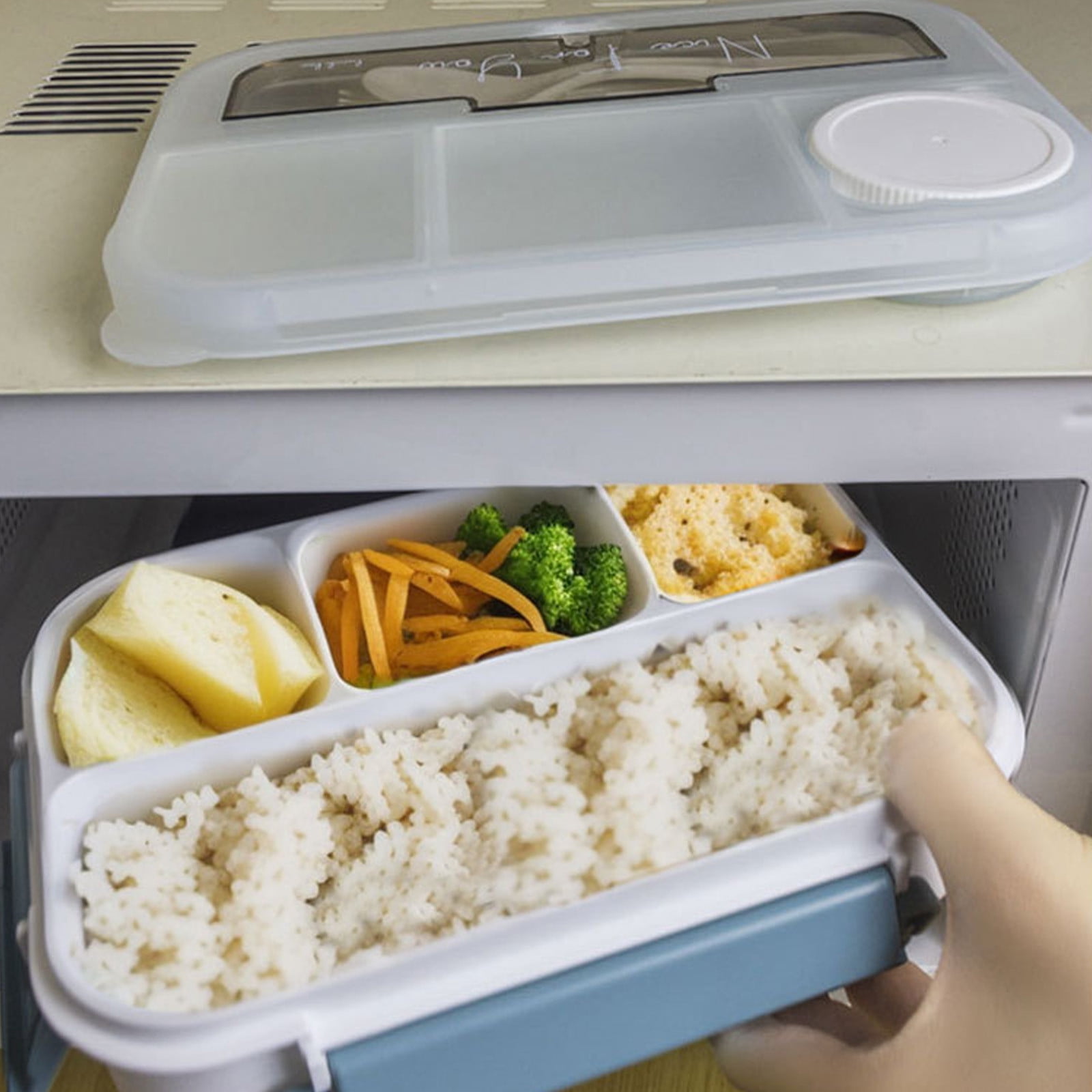 FASIAOU 4 Compartments In One Large Lunch Box Leakproof Lunch Box ...