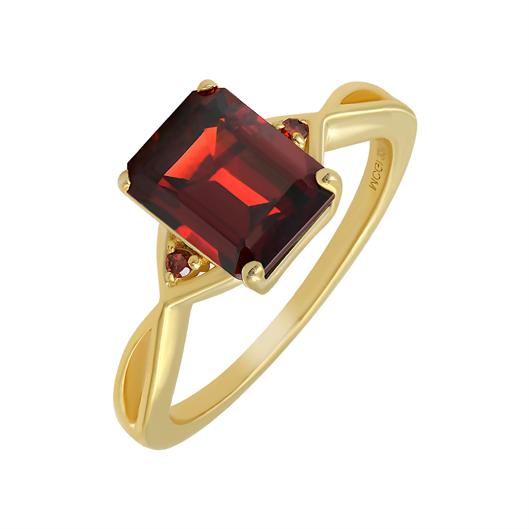 FASIHONQ RETAIL NATURAL Octagon Red Garnet With Red Diamond 18k Yellow ...