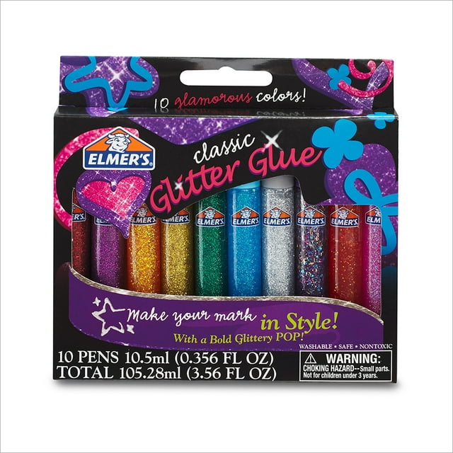 Elmer's 3D Washable Glitter Glue Pens, Classic Rainbow Color, 10 Count ...
