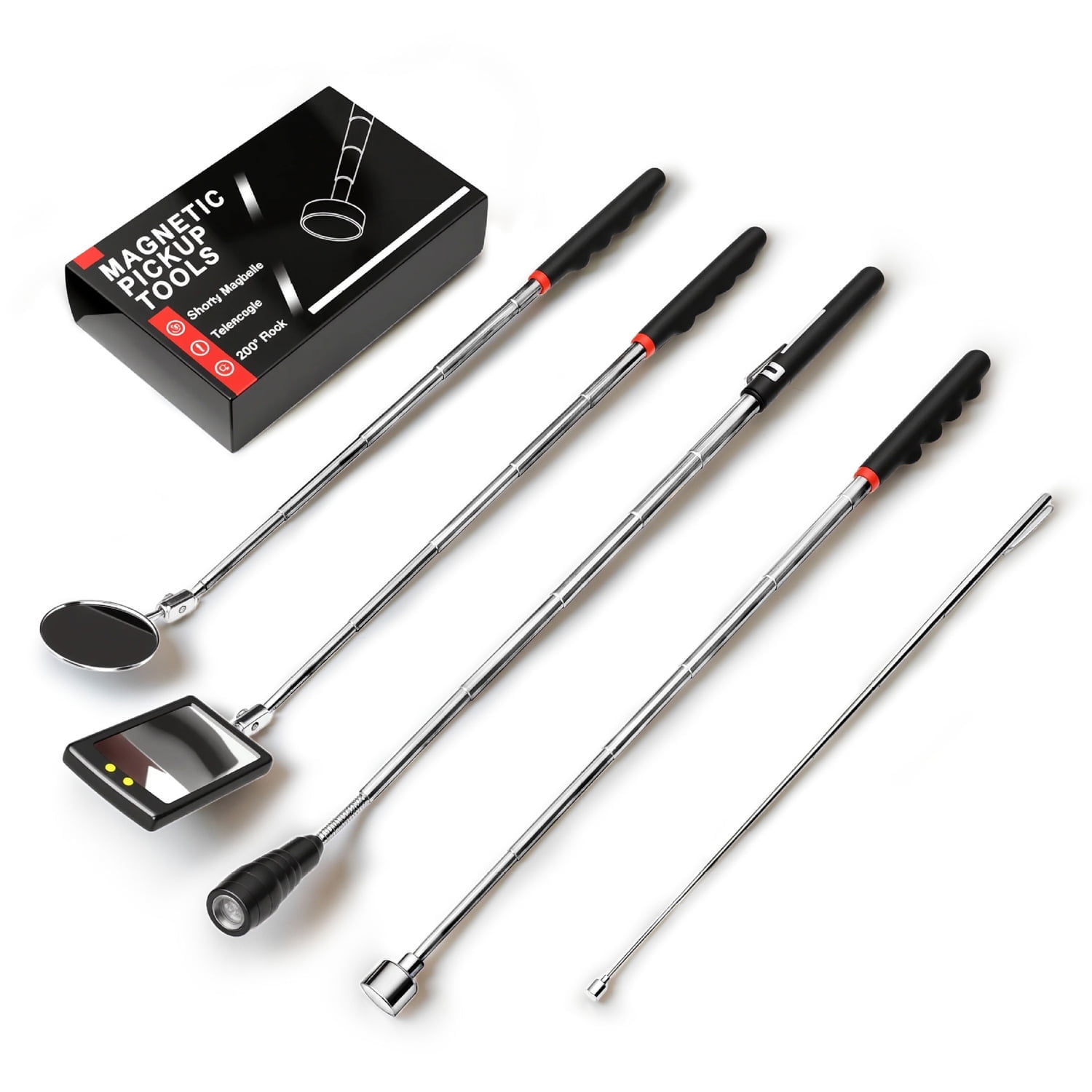FASTBIRD Telescoping Magnetic Pickup Tool Set , Extendable Flashlight with 360° Mirror ...