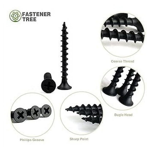 FASTENER TREE Drywall Screws #8x1" Coarse Thread, Bugle Head, Black ...