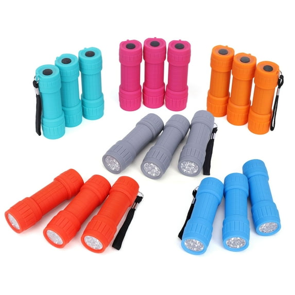 FASTPRO 18-Pack, 9-LED Mini Flashlight Set, AAA Batteries are Included ...