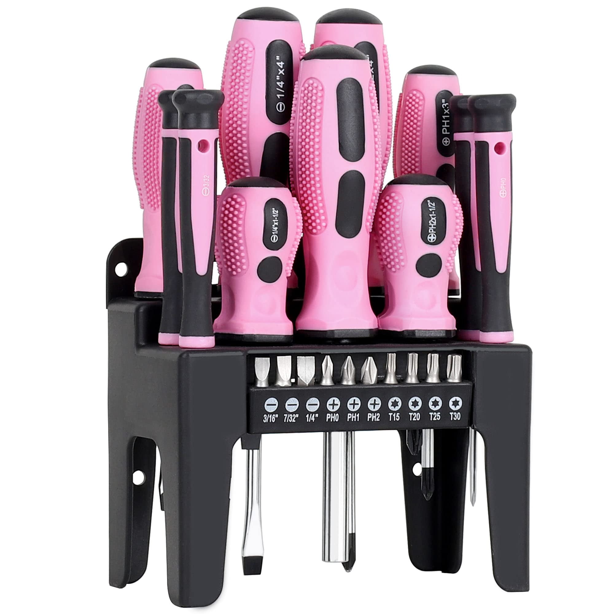 FASTPRO 21-Piece Magnetic Screwdrivers Set with Organizer Rack, Slotted ...