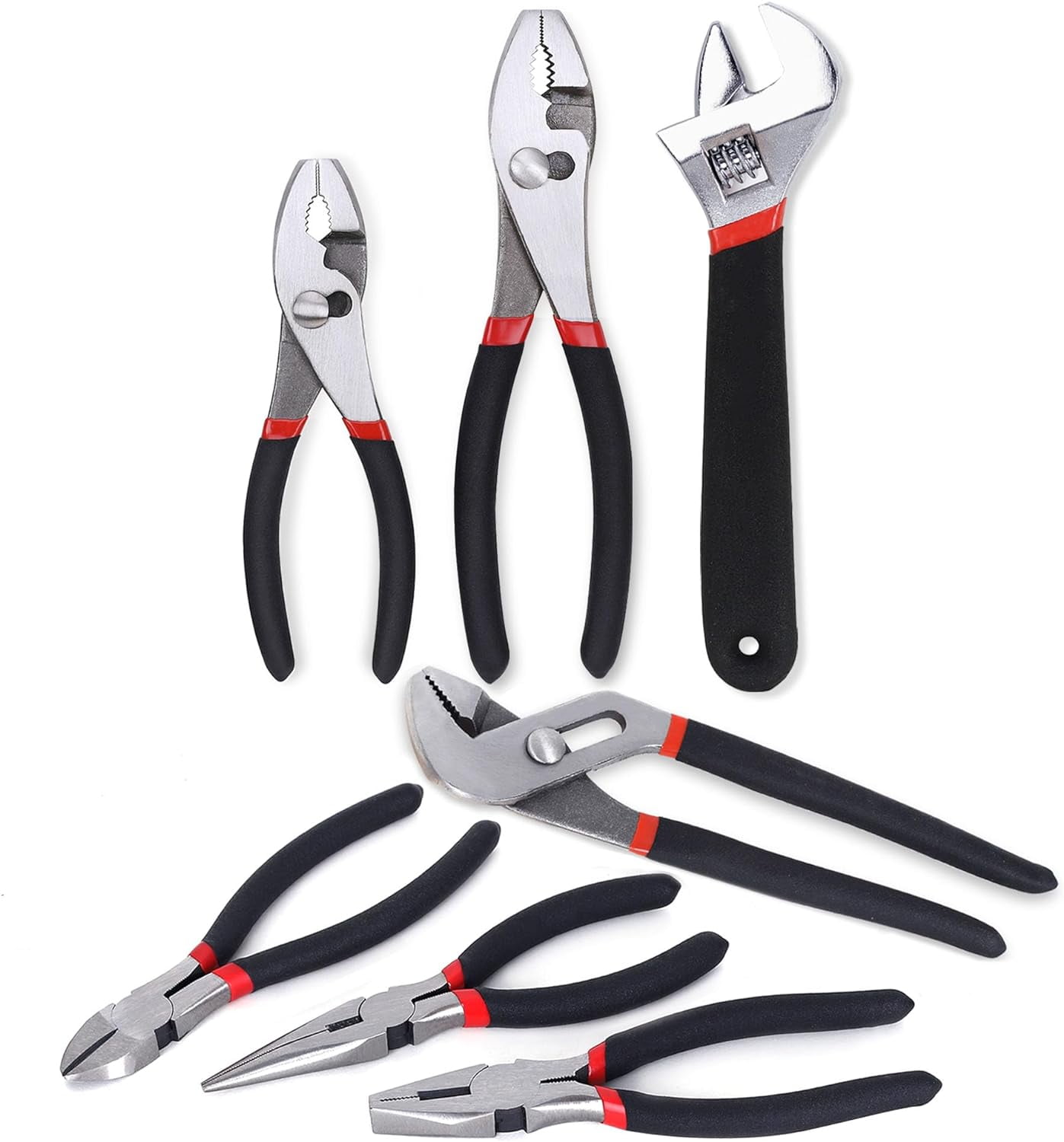 FASTPRO 7-Piece Utility Pliers and Wrench Set, Includes 8" Adjustable ...