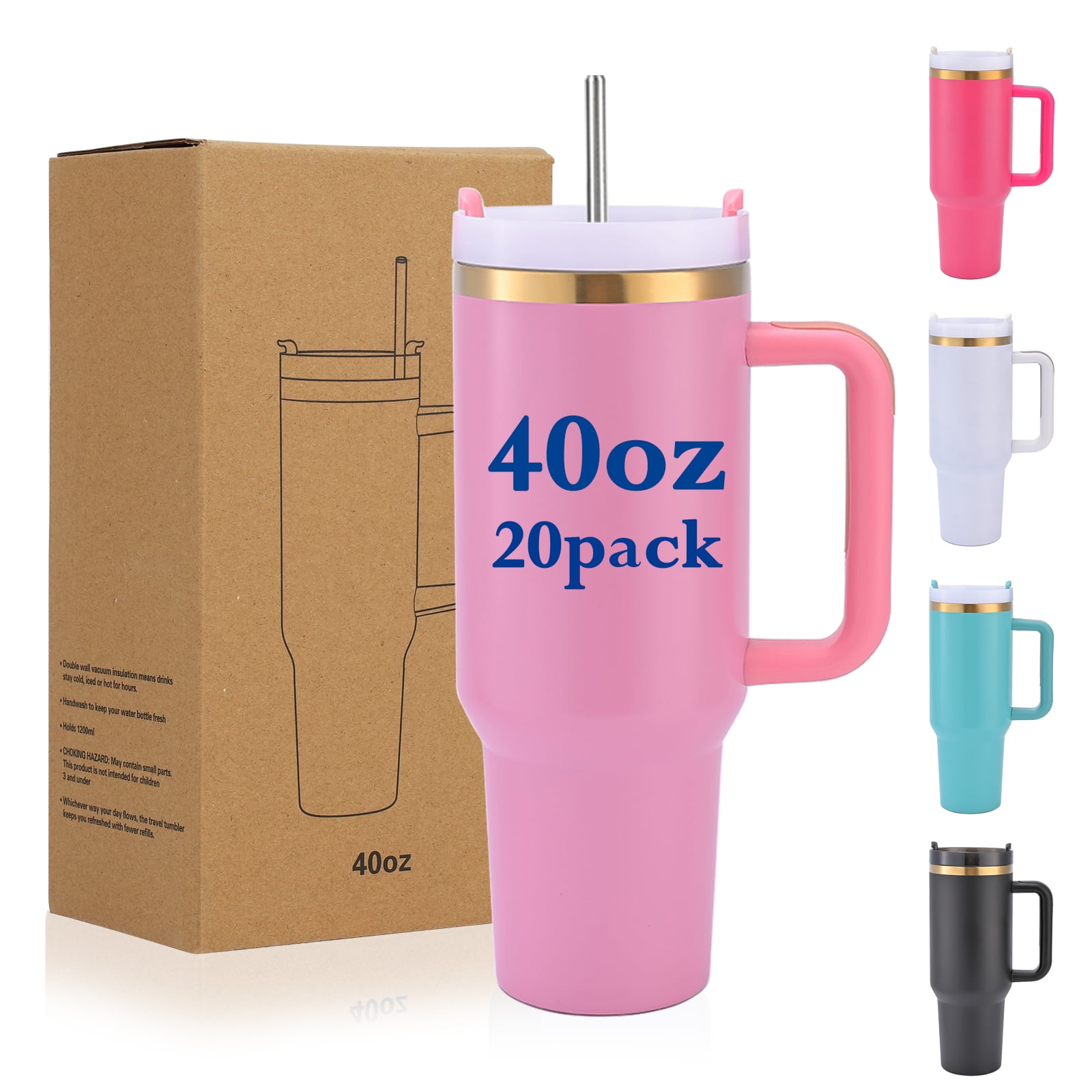 FASTSUB 20pack 40OZ matte powder coated golden tumbler with handle,car ...