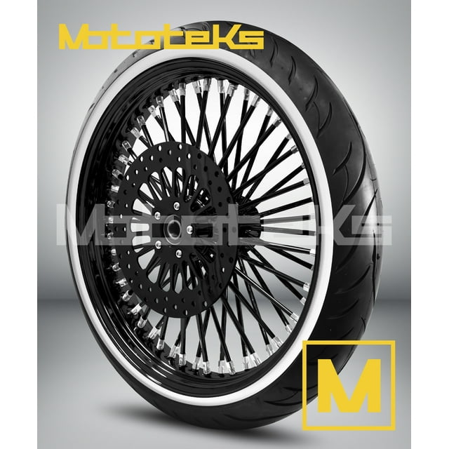 Mototeks Fat Spoke Wheel 21x3.5 for Harley Softail, Black Rim/Hub/Spoke ...