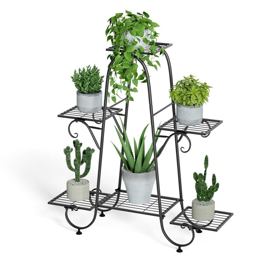 FATIVO 6-Tier Metal Plant Stand: Multilayer Flower Planter Pot Display ...