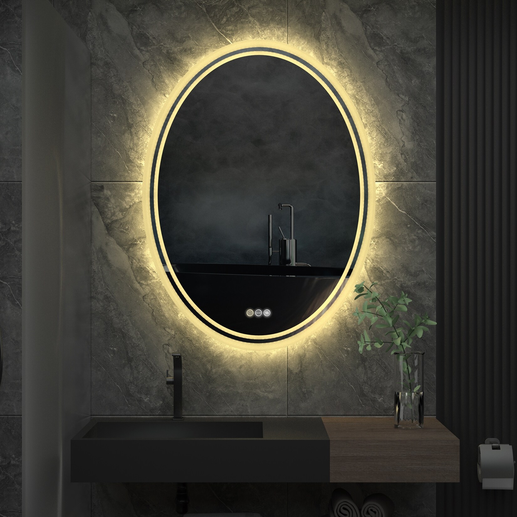 FATIVO Backlit LED Bathroom Wall Mirror with Dimmable 3 Colors Anti-Fog ...