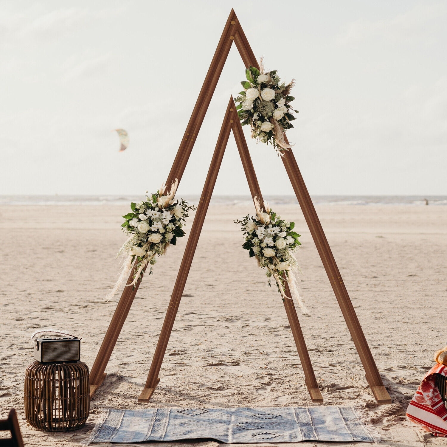 FATIVO Wooden Double Wedding Triangle Rustic Backdrop Stand Arbor Frame ...