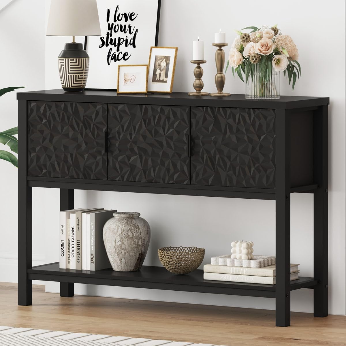 FATORRI Console Sofa Table, Modern Entryway Table with Shelves, Couch ...
