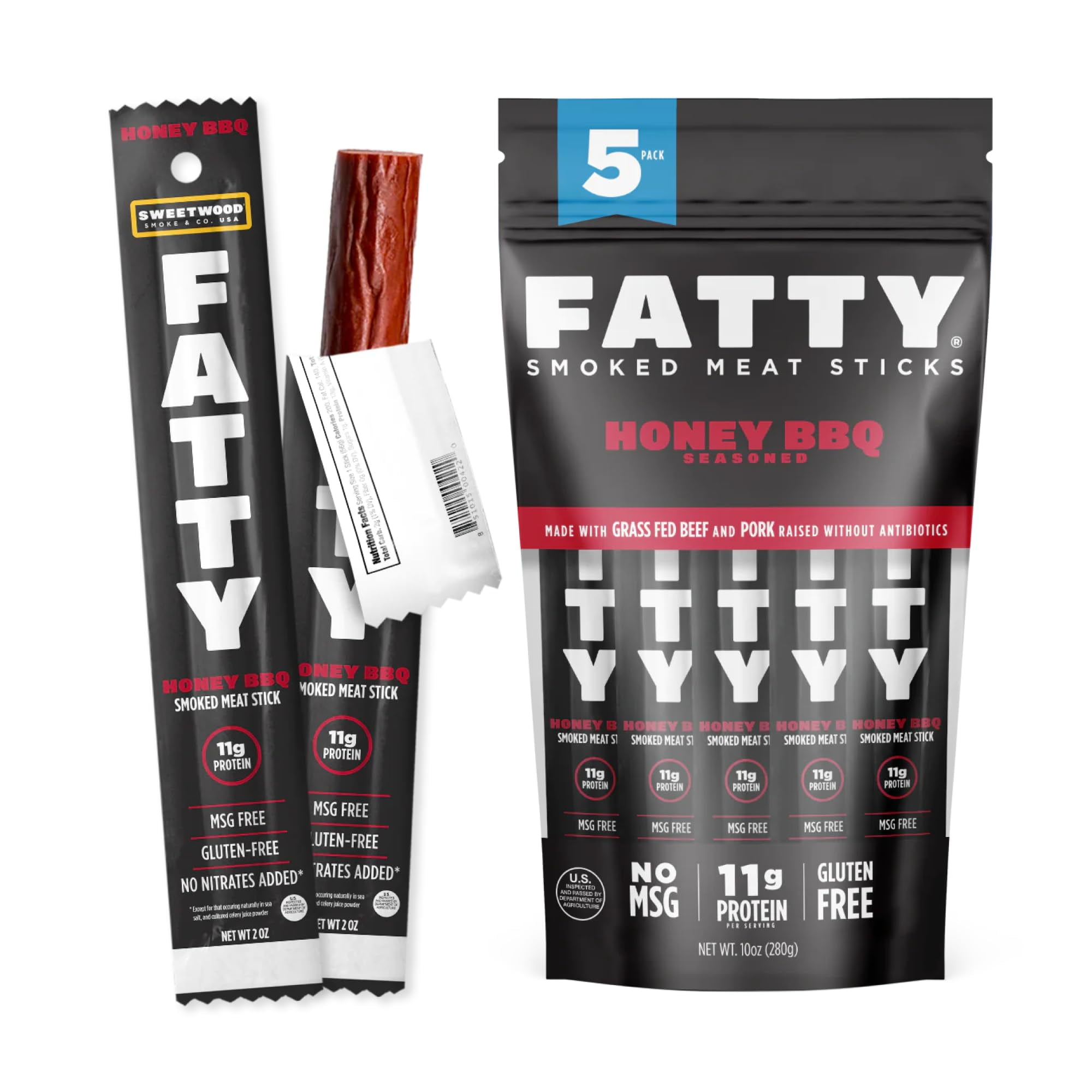 FATTY Grass-Fed Beef Jerk Sticks, High Protein, Low Carb, Nitrite ...
