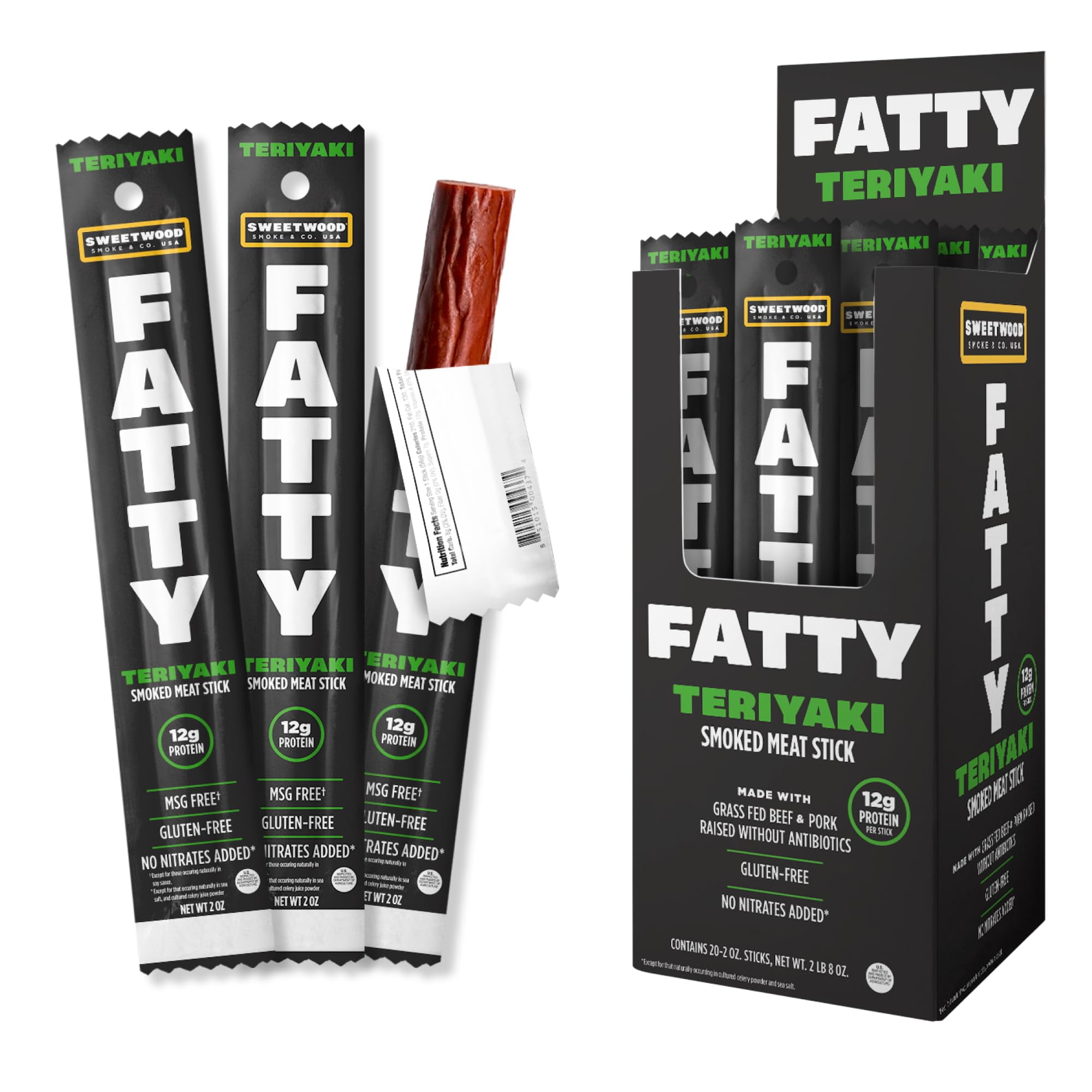 FATTY Meat Sticks, Grass-Fed Beef, High Protein Snack, Camping, Sports ...