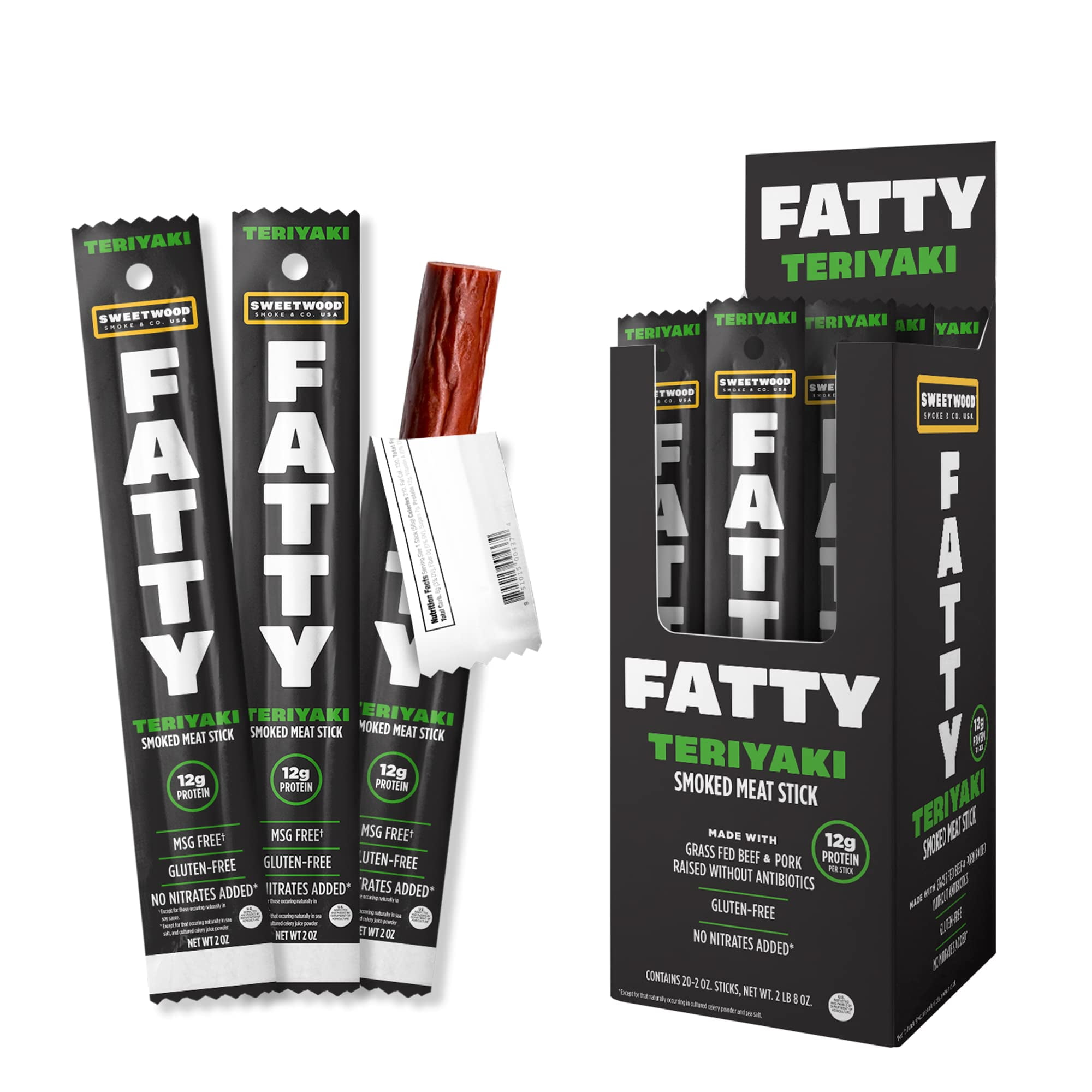 FATTY Meat Sticks, Made with Grass Fed Beef, Pork Raised Without ...