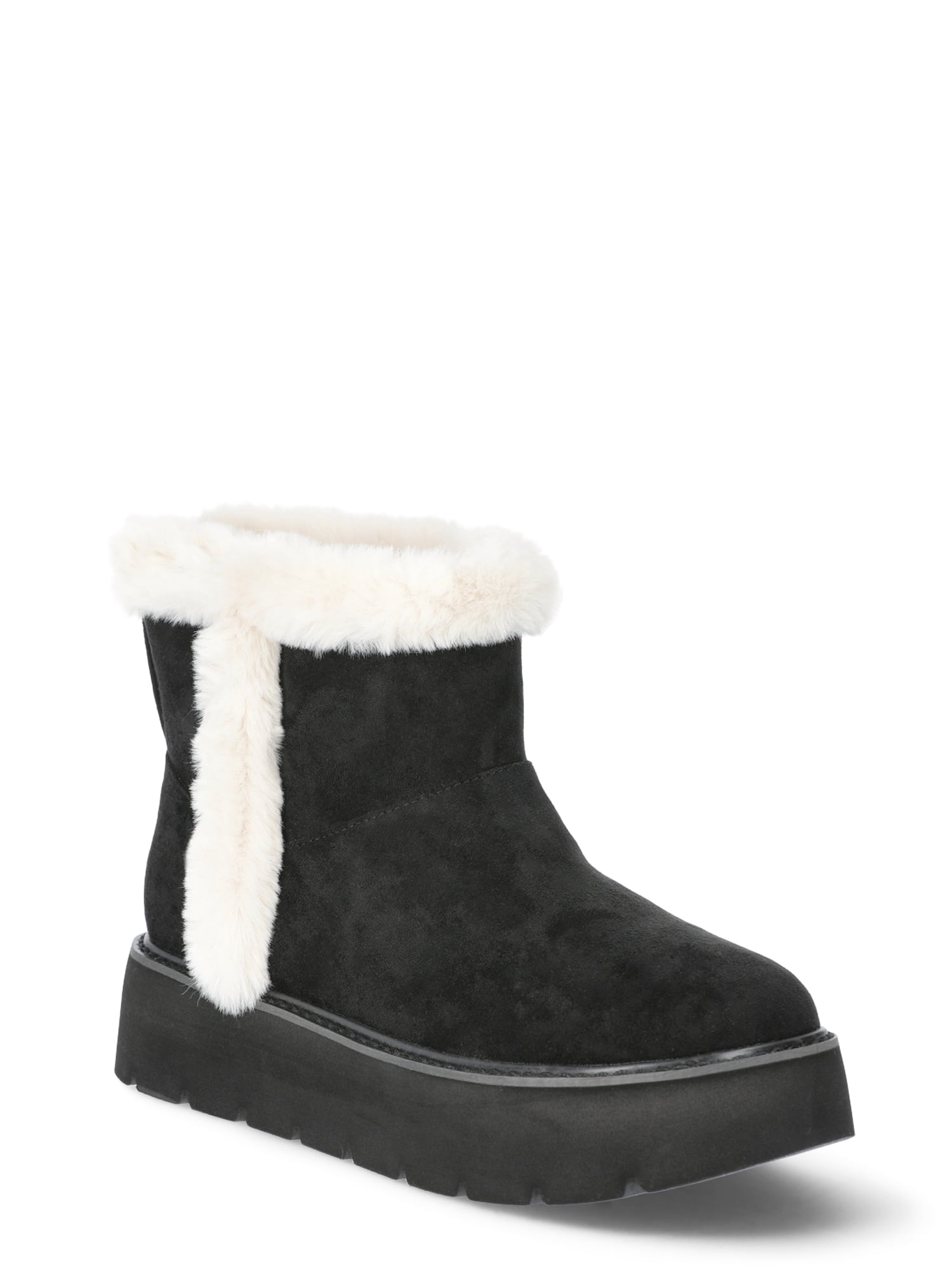 Time and Tru Women's Platform Mini Cozy Boots, Sizes 6-11 - Walmart.com