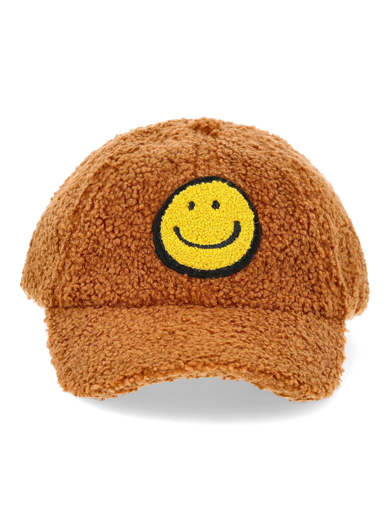 Wonder Nation Boys Faux Shearling Baseball Hat with Smiley Patch, One ...