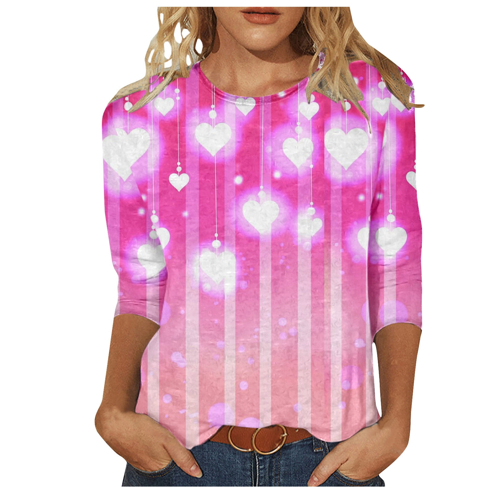 FAVIPT 3/4 Sleeve Tops for Women,3/4 Sleeve Sparkly Shirts for Women ...